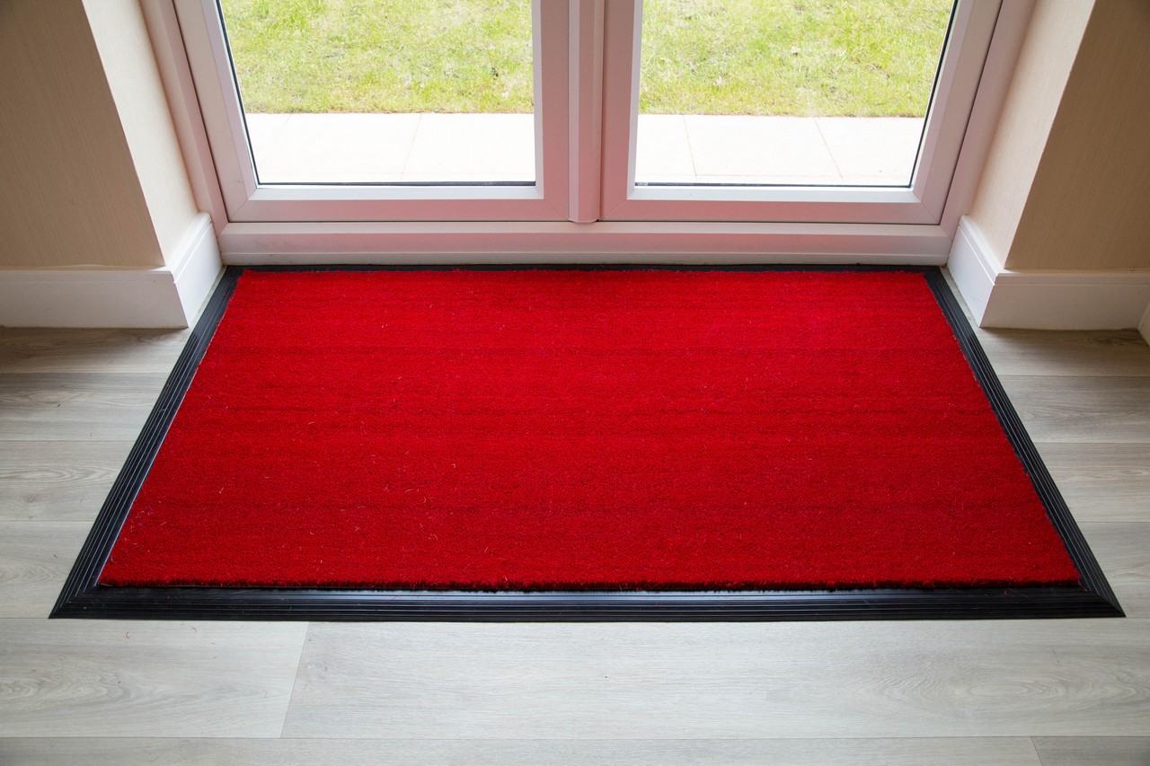 BEST Red Entrance Coir Mat with Rubber Edging Multiple Sizes UK Floor ...