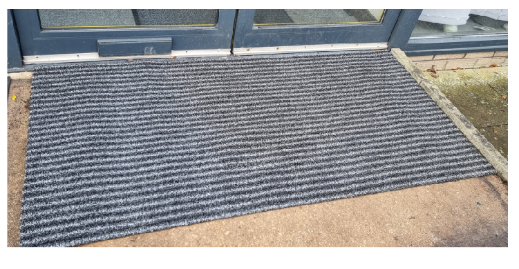 Grey/Black Stripe Outdoor Scraper Mat